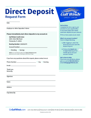 Fillable Online Direct Deposit - Request Form Fax Email Print - pdfFiller