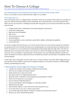 Fillable Online How to Make Your Final College Decision - College ...