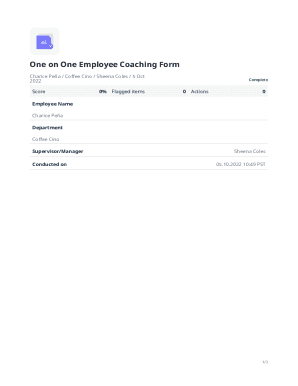 Fillable Online One on One Employee Coaching Form - Safety Culture Fax ...