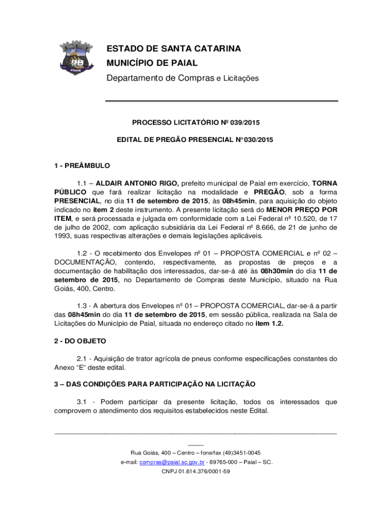 Preenchível Disponível 1 ALDAIR ANTONIO RIGO, prefeito municipal de ...