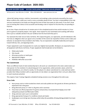 Fillable Online Players Code of Conduct 20.21 Fax Email Print - pdfFiller