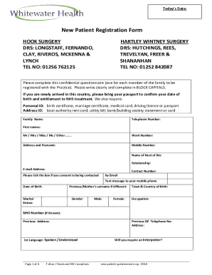 Fillable Online New Patient Registration Form (GMS1) - Whitewater ...