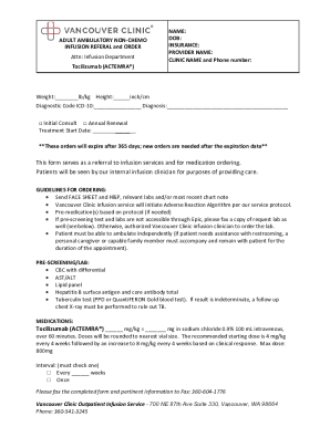 Fillable Online This form serves as a referral to infusion services and ...