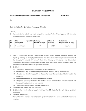 Fillable Online invitation for quotation - Rcciit Fax Email Print ...