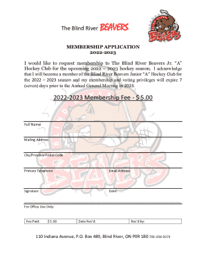 Fillable Online Northern Ontario Junior Hockey League - Blind River ...