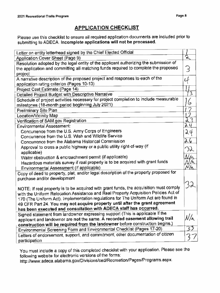 Fillable Online adeca alabama Recreational Trails Program: Bureau of ...