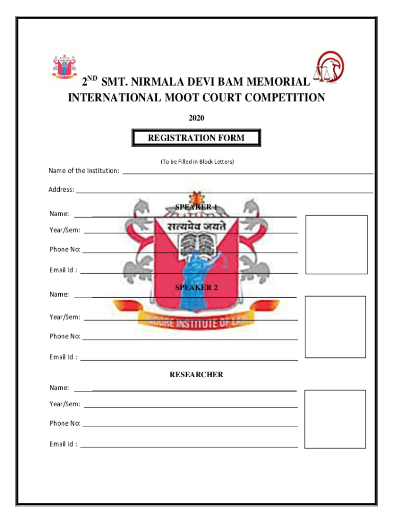 Fillable Online Fifth Nirmala Devi Bam Memorial International Moot ...