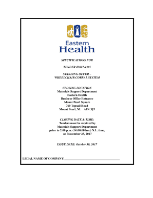 Fillable Online TENDER SPECIFICATIONS Definition: 265 Samples Fax Email ...