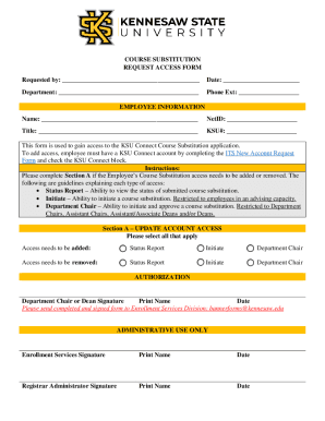 Fillable Online Course Substitution Request Access Form Fax Email Print - pdfFiller