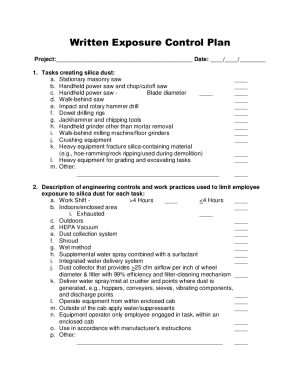 Fillable Online Sample Written Silica Exposure Control Plan Fax Email ...