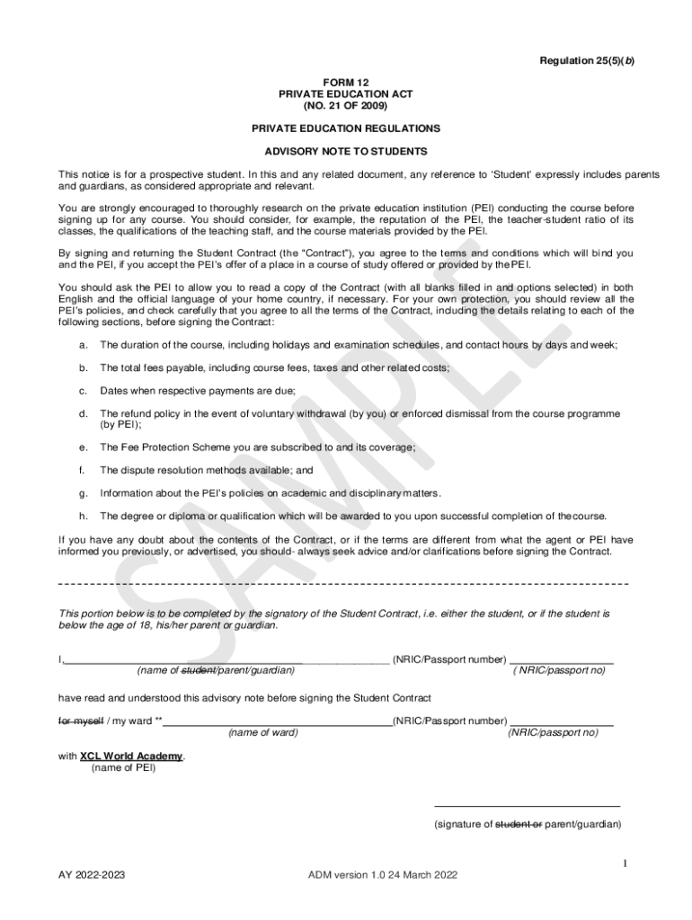 Fillable Online Standard PEI-Student Contract Version 3.1 1 of 10 ...