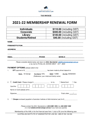 Fillable Online aial org 2021-22 MEMBERSHIP RENEWAL FORM Fax Email ...