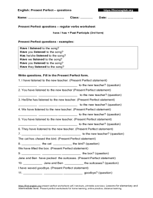 Fillable Online Present Perfect questions - worksheet with exercises ...