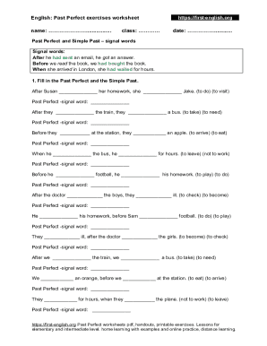 Fillable Online Past Perfect or Simple Pass - after, before pdf ...
