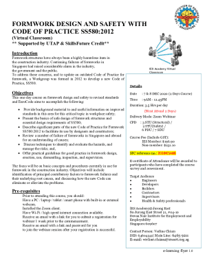 Fillable Online FORMWORK DESIGN AND SAFETY WITH CODE OF ... - IES Fax ...