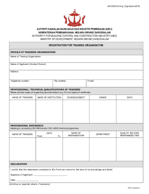 Fillable Online REGISTRATION FOR TRAINING ORGANISATION Fax Email Print - pdfFiller
