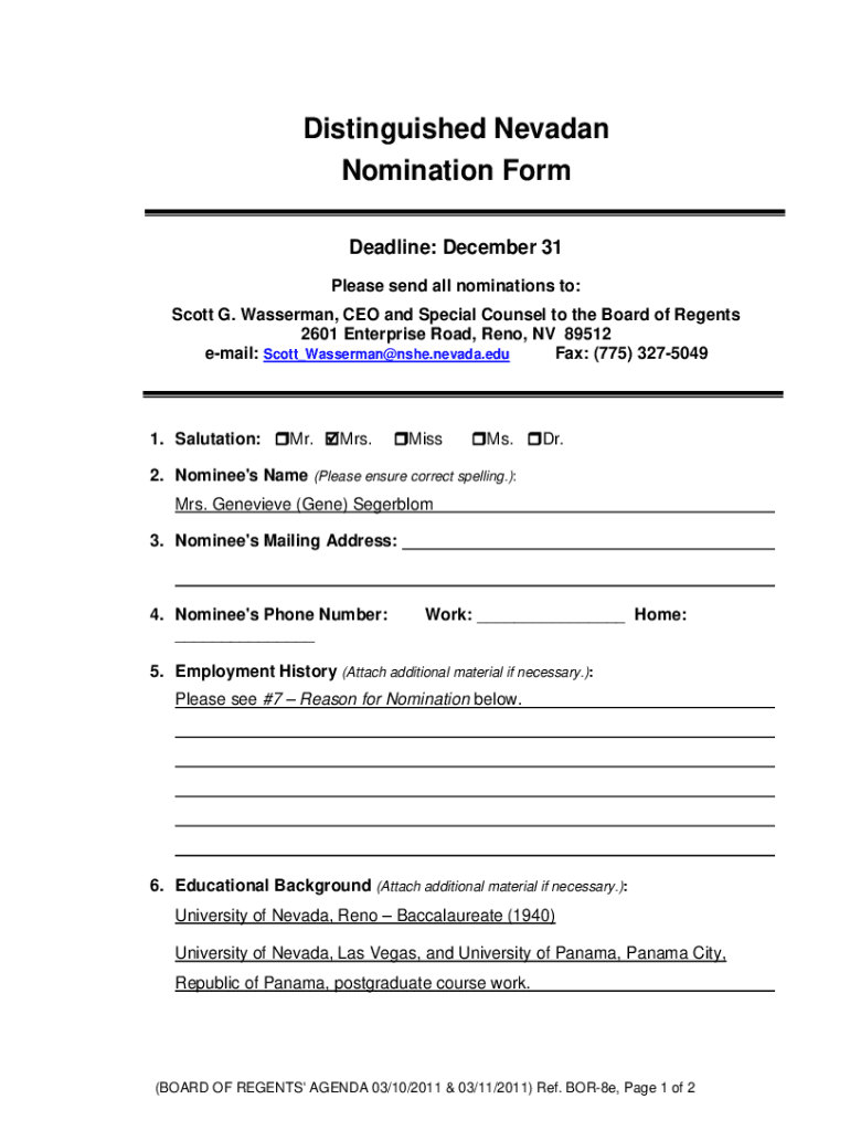Fillable Online scs nevada Distinguished Nevadan Nomination Form - NSHE ...