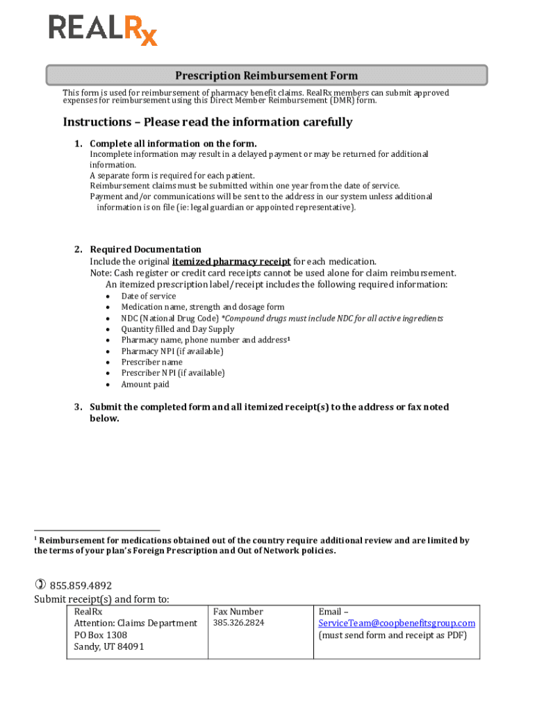 Fillable Online Prescription Drug Reimbursement Form - ProPoint Fax ...