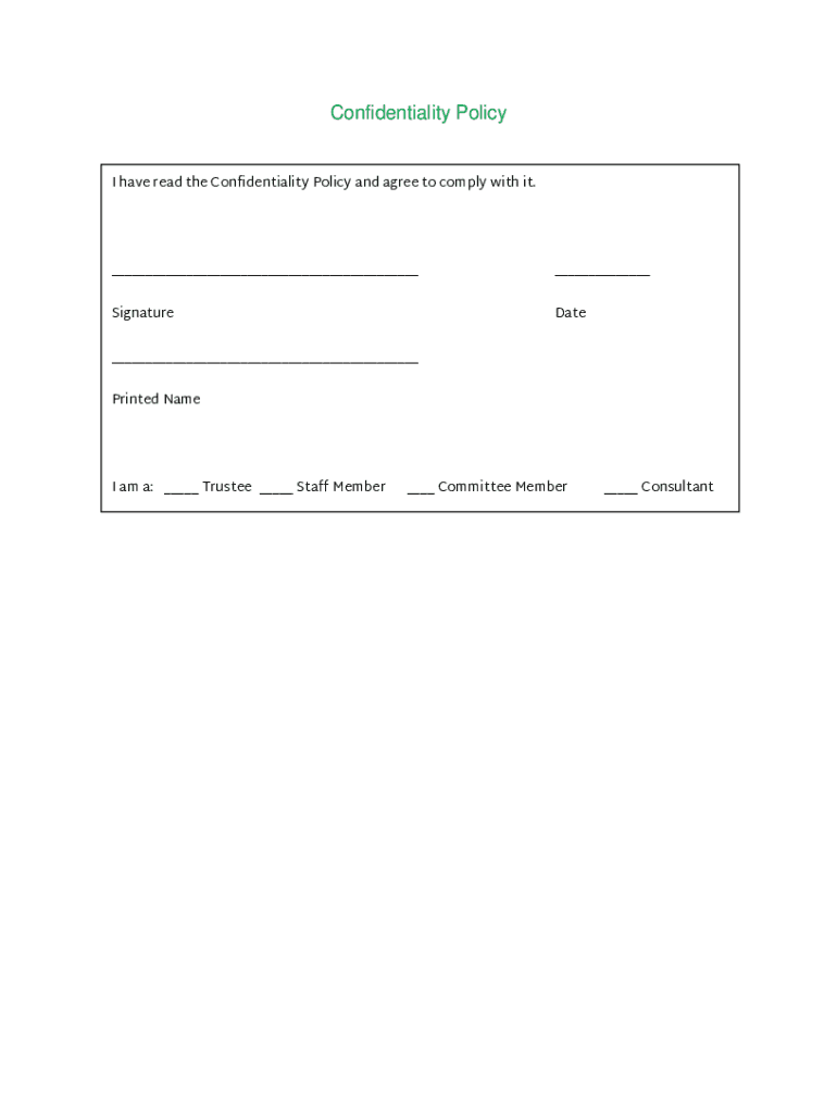 Fillable Online Confidentiality Policy - Pikes Peak Community Foundation Fax Email Print - pdfFiller