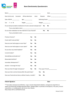 Fillable Online Bone Densitometry Questionnaire Fax Email Print - pdfFiller