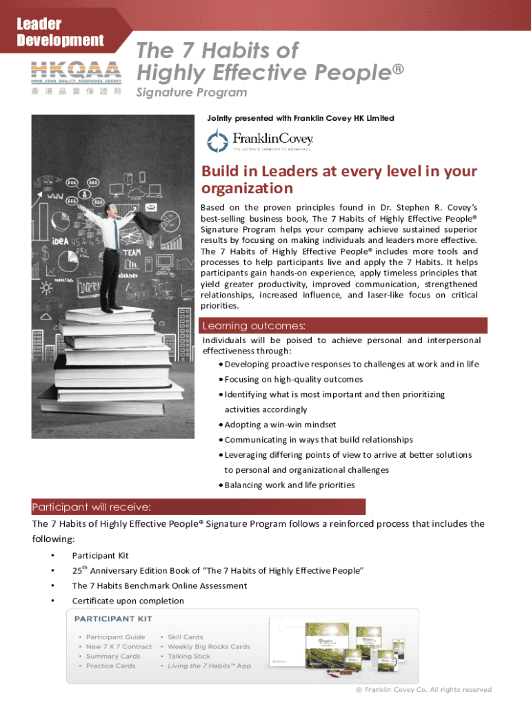 Fillable Online The 7 Habits of Highly Effective People: Signature Edition 4.0 Fax Email Print ...