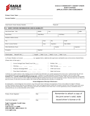 Bread Savings Change of Ination/Add Joint Owner Doc Template | pdfFiller