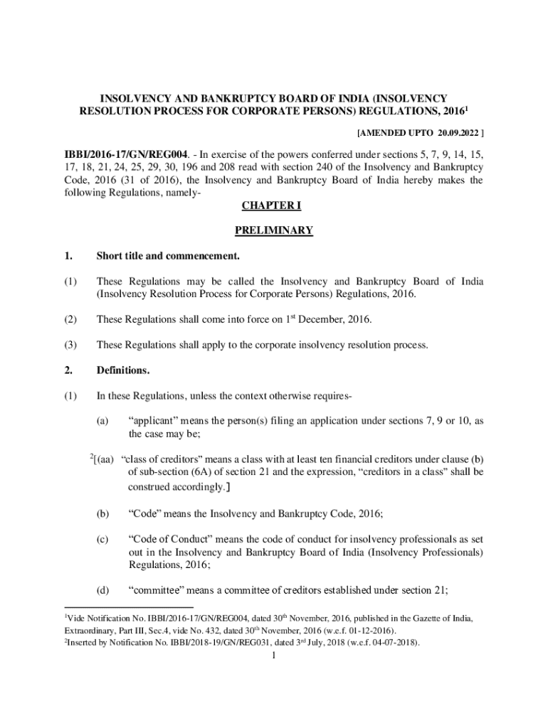 Fillable Online ibbi gov Amended IBBI Regulation on 'Preservation of ...