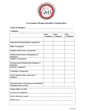 Fillable Online GMS Tracking Form - SGMP Rocket City Alabama Fax Email ...