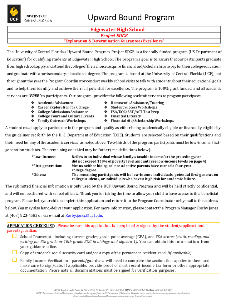 Fillable Online Project EDGE - UCF TRiO Center - University of Central ...