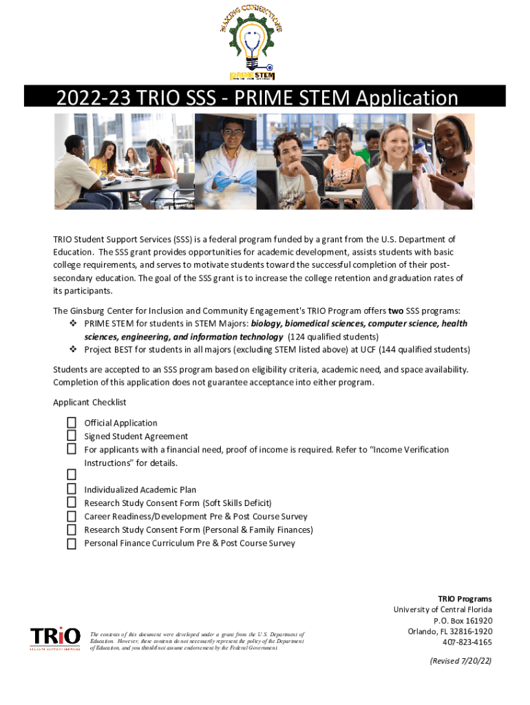 Fillable Online 2022-23 TRIO SSS - PRIME STEM Application Fax Email Print - pdfFiller