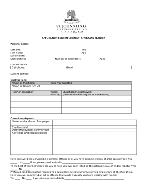 Application In Afrikaans - Fill Online, Printable, Fillable, Blank ...