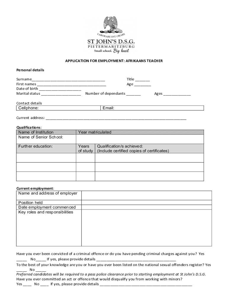 Application In Afrikaans - Fill Online, Printable, Fillable, Blank ...