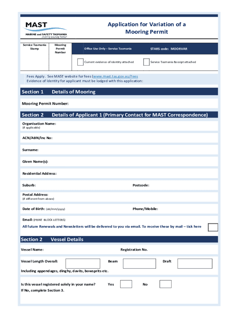 Fillable Online mast tas gov Unregistered vehicle permit - Transport ...