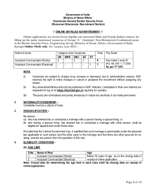 Fillable Online Group-A Post Assistant Commandant (WORKS & ELECTRICAL ...