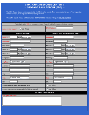 Fillable Online NRC PDF Report Forms - STORAGE TANK REPORT Fax Email Print - pdfFiller