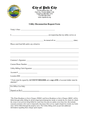 Fillable Online Utility Disconnect Request Form1.doc Fax Email Print ...