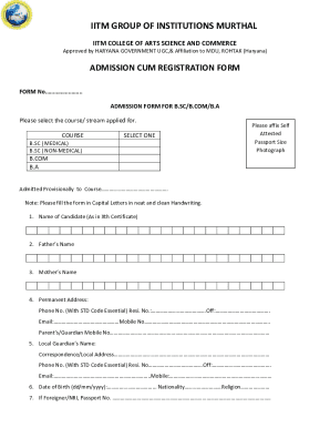 Fillable Online IITM COLLEGE OF ARTS SCIENCE AND COMMERCE Fax Email ...
