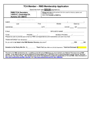 Fillable Online TCA-RMD Info and Application for Membership. ... Fax ...