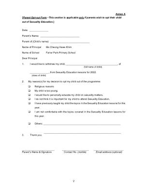 Fillable Online 2 Annex A Parent Opt-out Form - Farrer Park Primary ...