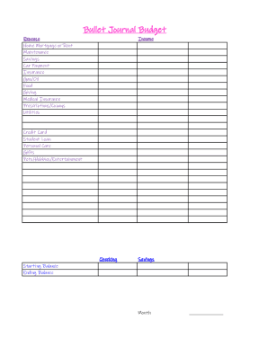Fillable Online Bullet Journal Budget and Expense Tracker Ideas To ...