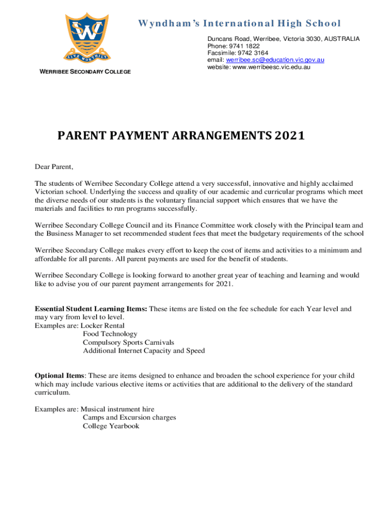 Fillable Online werribeesc vic edu Werribee Secondary College: Home Fax ...