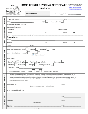 Fillable Online ROOF PERMIT & ZONING CERTIFICATE Fax Email Print ...