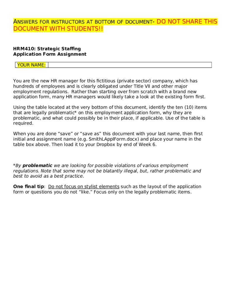 Strategic Staffing Application Essay - Bartleby.com Doc Template | pdfFiller