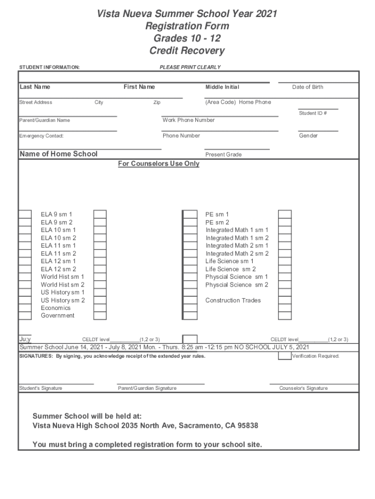 Fillable Online New Summer School Registration Form (002).pdf Fax Email ...