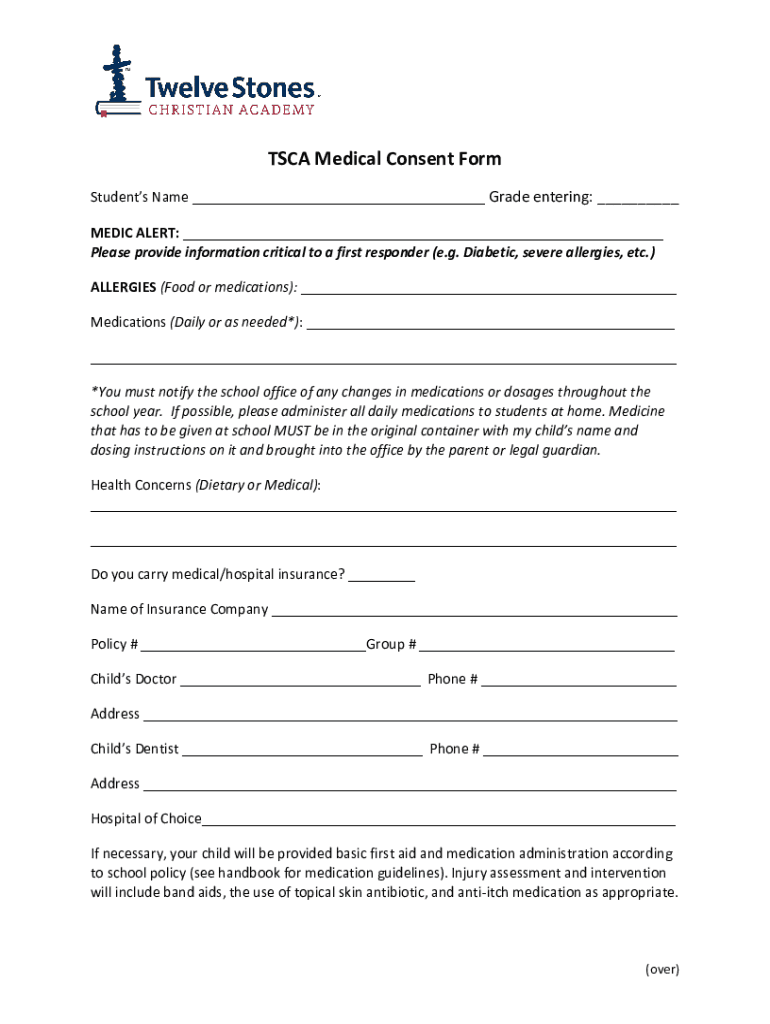 Fillable Online TSCA Medical Consent Form Fax Email Print - pdfFiller