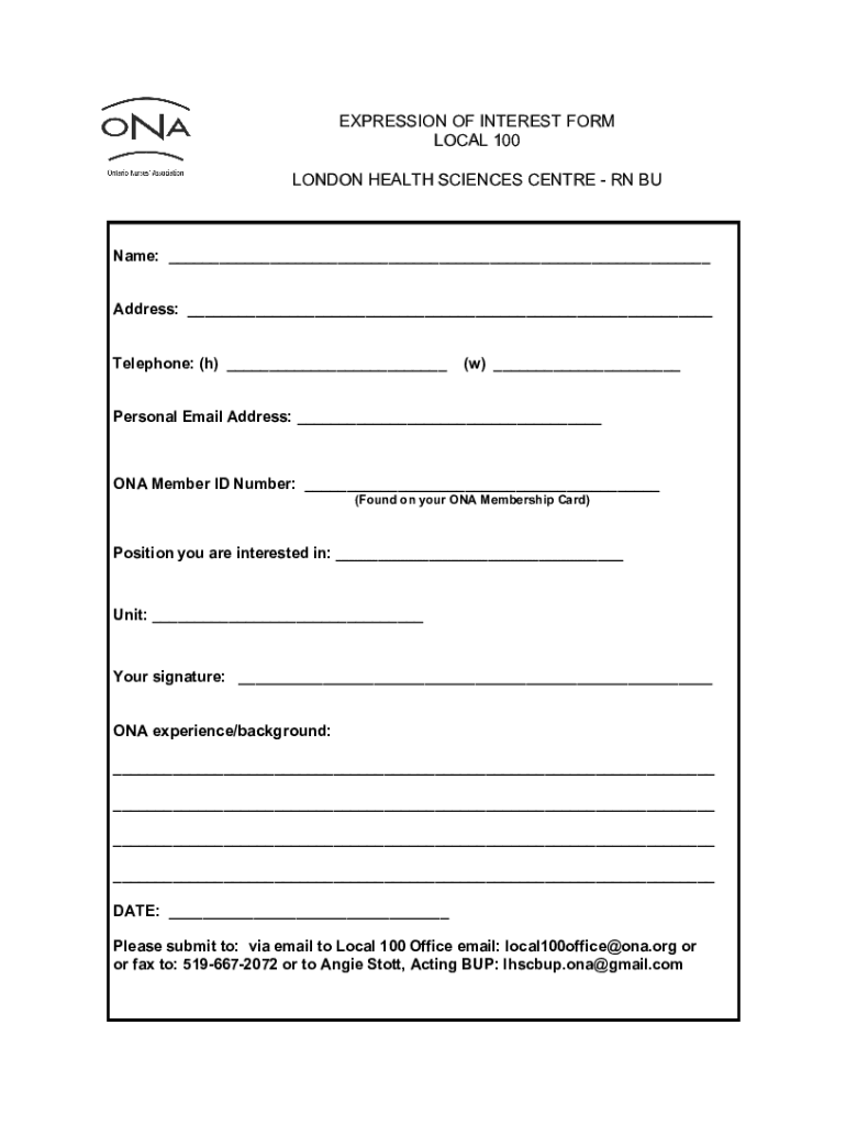 Fillable Online onalocal100 on Collective AgreementThe Ontario Nurses Association Fax Email ...