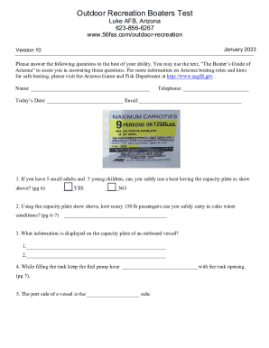 Fillable Online Outdoor Recreation Boaters Test Fax Email Print - pdfFiller