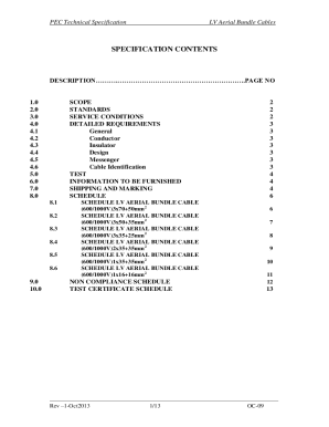 Fillable Online PEC Technical Specification LV Aerial Bundle Cables Fax Email Print - pdfFiller