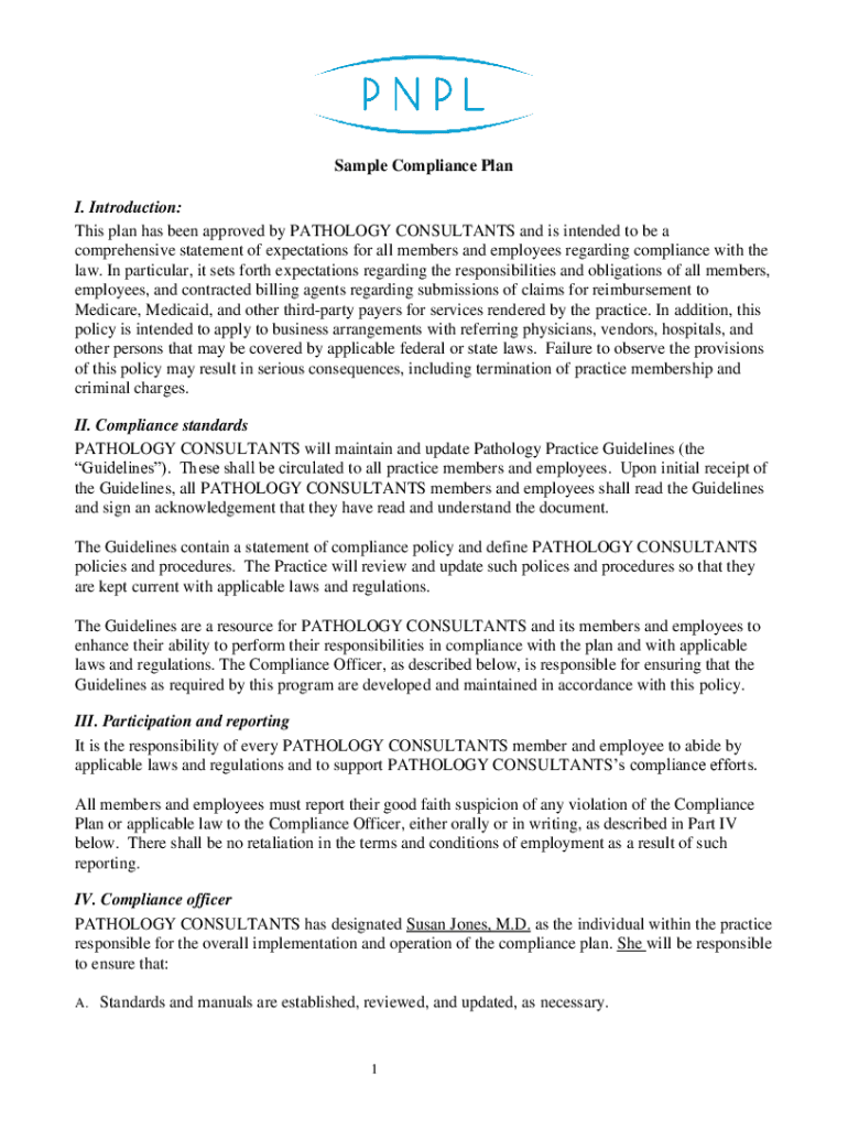 Fillable Online * SAMPLE * COMPLIANCE PROGRAM - Holland & Hart LLP Fax ...