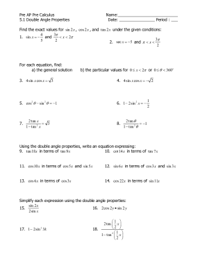 Fillable Online Double-Angle, Power-Reducing, and Half-Angle Formulas ...